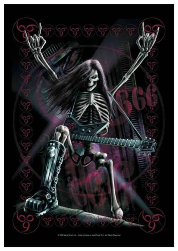 Spiral Collection Rocking Skull 666 Poster Flag - Metal Rocker Symbol ...